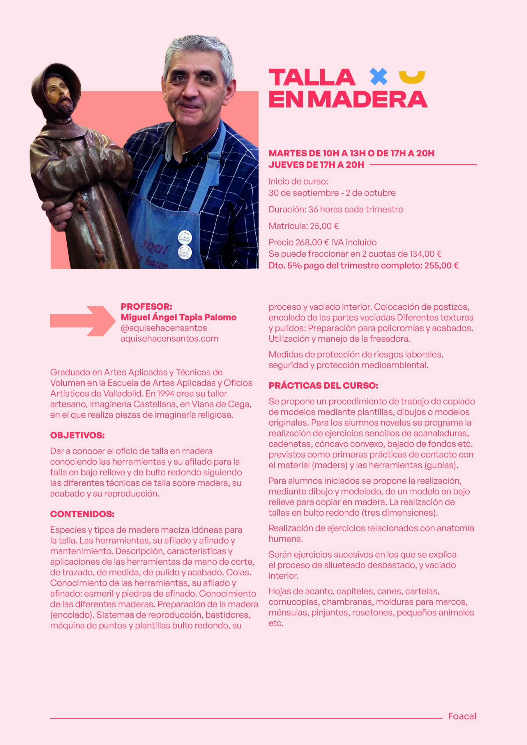 Curso de artesanía: Talla en madera - FOACAL. Artesanía Castilla y León